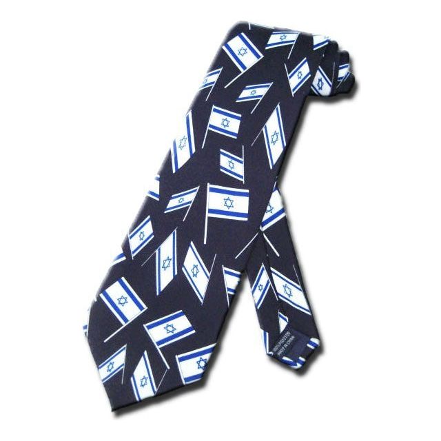 Designer Necktie Mini Israeli Flags tie 100% Polyester — IsraelBookShop